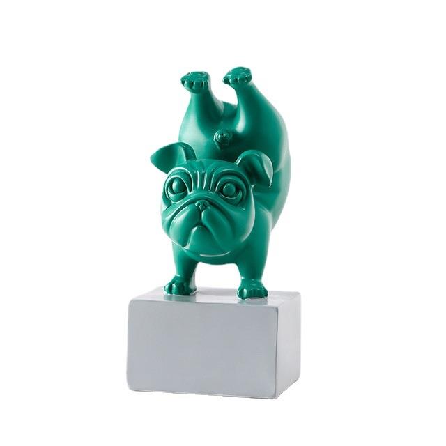 简约现代瑜伽狗斗牛犬摆件北欧轻奢家居装饰工艺品树脂小狗