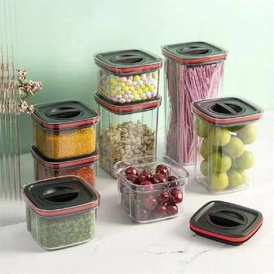Rotating Cover Sealed Jar Food Storage Box Transparent