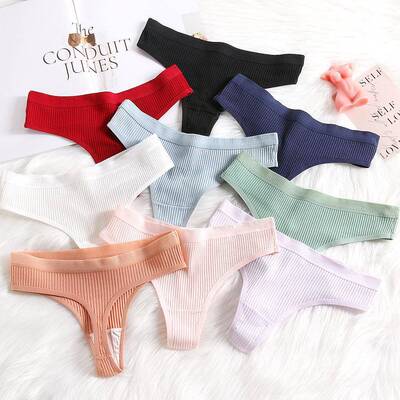 New Low waist Comfortable Thong Japanese solid color striped