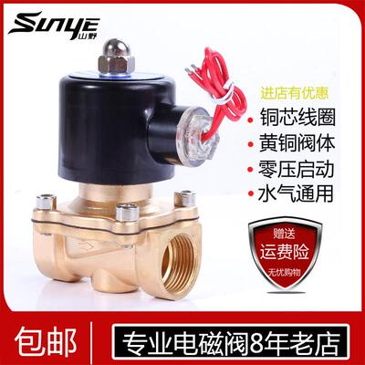 山野全铜常闭电磁阀水阀2分4分6分1寸2寸气阀水阀AC220V水开 关阀