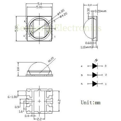 5050球头RGB聚光红蓝绿全彩大功率0.6W1.5W 3瓦LED发光二极管灯珠