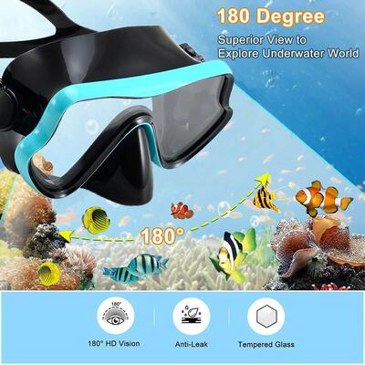 Scuba Diving Mask Snorkel Set For Adults Tempered Glass Prof
