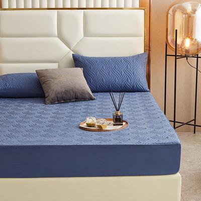 床新款全棉床笠加厚夹棉床套棉床罩ESH简约纯色纯席梦思垫罩子保