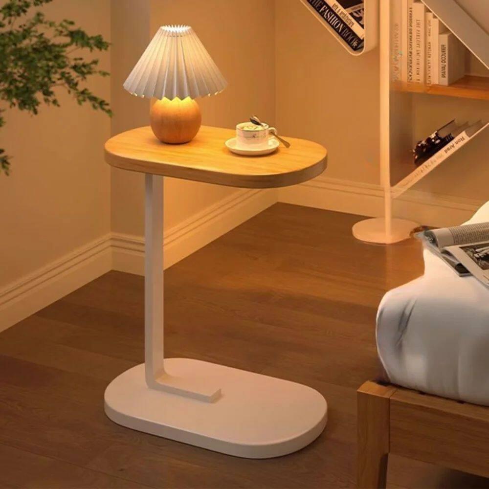 Movable Home Living Room Side Table C-Shaped Nightstand End