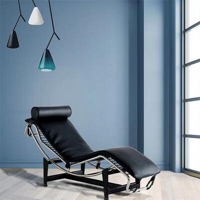 设计师经典LC4休闲躺椅柯布西耶个性办公室阳台不锈钢皮艺沙发椅