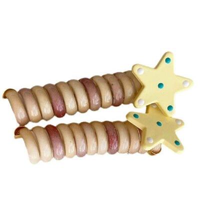1 Pair Kids Rainbow Star Coiled Hair Ties Colorful