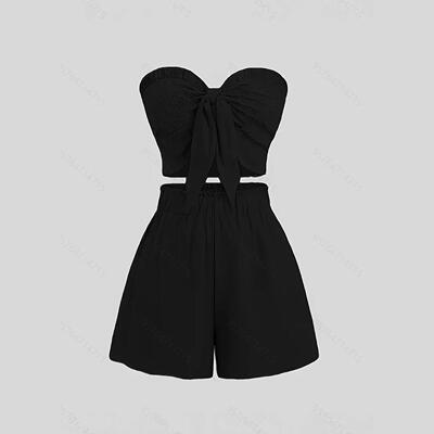 Womens Casual TwoPiece Set for Beach Dates Romantic Crop