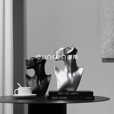 轻奢抽LVX象人雕塑摆件干花板器花瓶样房头间衣花帽间珠宝首饰展