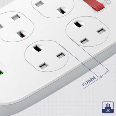 L684DNO排插10A全球通用拖线板IQC3.0插充头USB4位座孔出快国游跨