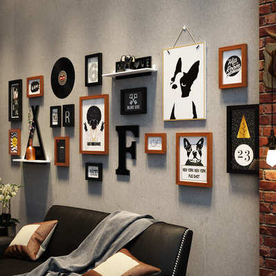 高分子_4692_宠物照片墙商用组合相框法斗装饰画狗狗相片墙面挂画