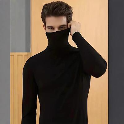Solid Long Sleeve Knitted Turtleneck Thermal Underwear Top