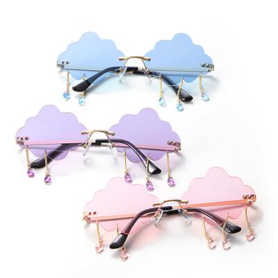 UV400 ndy Tassel Sunglasses Fashion Retro Rimless Sun Glasse