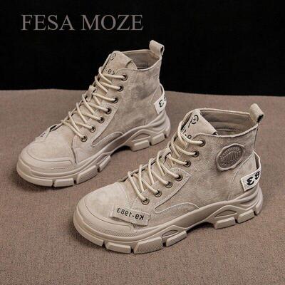 香港真皮短XUE马丁XUE女2025年秋季新款薄款卡其色XUE子百搭休闲