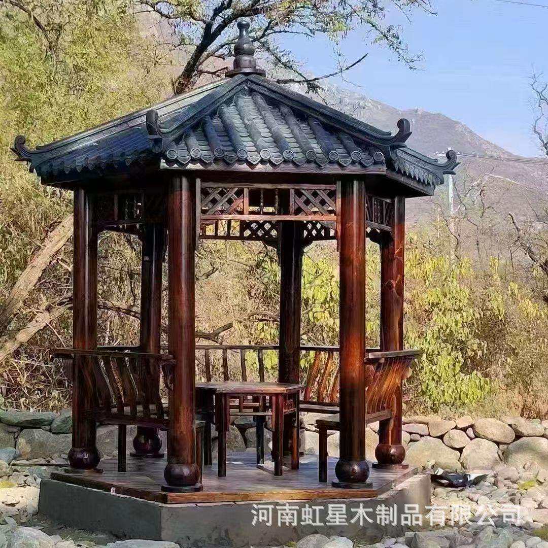 户外防腐木四角六角凉亭花园别墅庭院木屋实木亭子古建景观中式亭