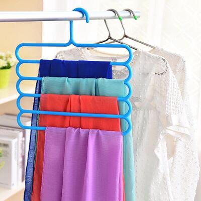 A multi-functional, five-layer wardrobe pants hanger designe