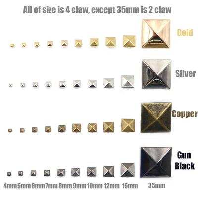 100pcs 4 Claw Pyramid Rivet Square Rivets Studs Spike Nailhe