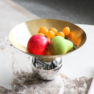 现代轻奢圆球盘摆件酒客厅茶几果板间民样宿RWS店艺术圆轮托盘装