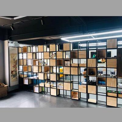 美式多工业风风餐厅办公OSE室落地铁架艺屏隔断置物层格子玄关装