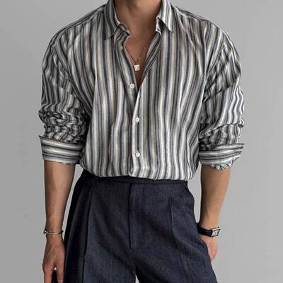Upscale潮人 经典条纹长袖衬衫男士高级感休闲衬衣春夏轻熟风百搭
