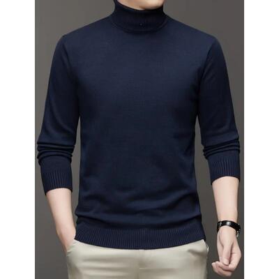 K 27558 High Neck Slim Fit Black Sweater 黑色领毛衣