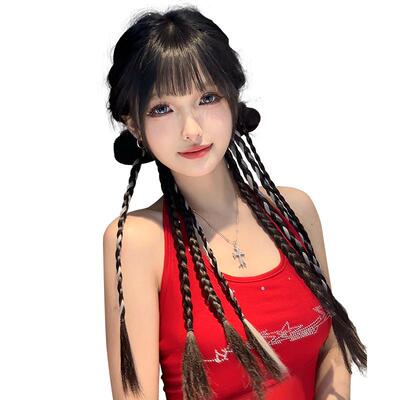 拳击假发假发长发马尾辫子马尾