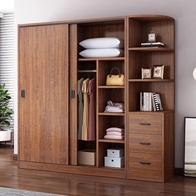 推拉门衣推拉门衣柜家用卧室简现出代储物柜子约简易房组装结实耐