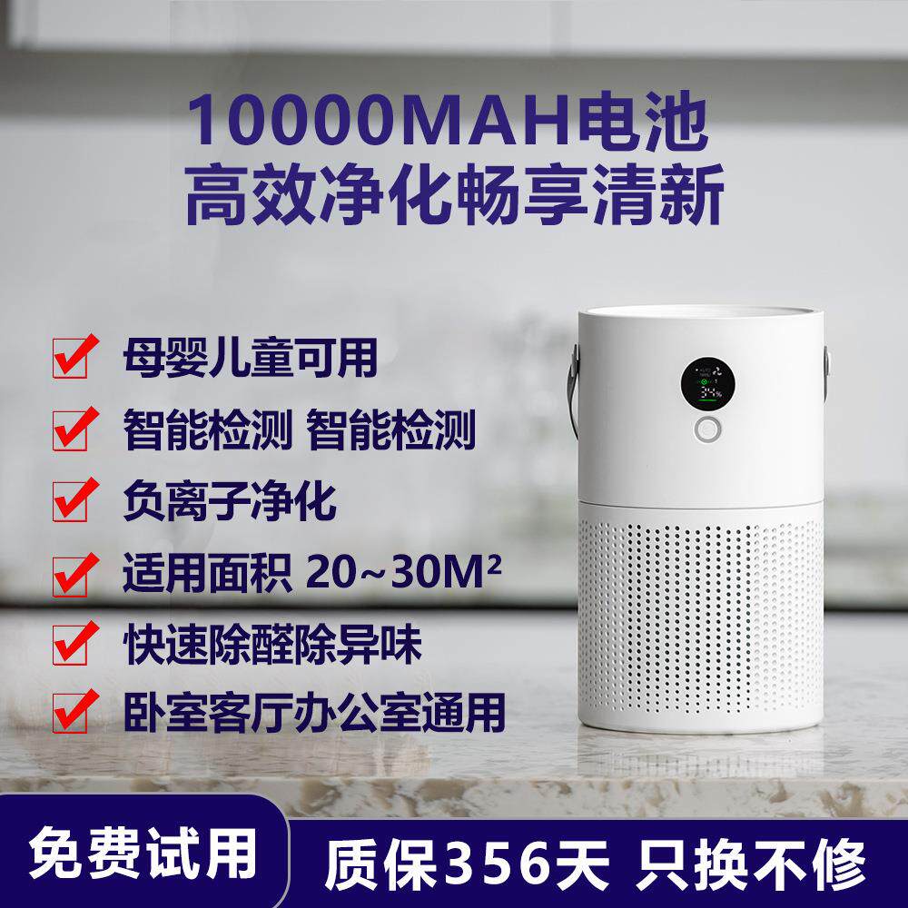 跨境直供桌面负离子空气净化器家用除烟味甲醛便手式提携静音除醛