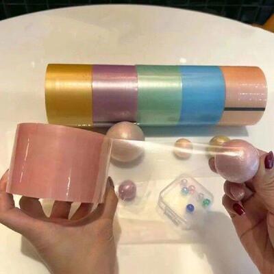 6 Rolls Pearlescent Sticky Ball Tape Colored Adhesive Tapes