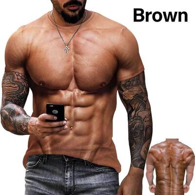 Men's Fashion Funny Muscular Men T-Shirt 3D Printing T-S