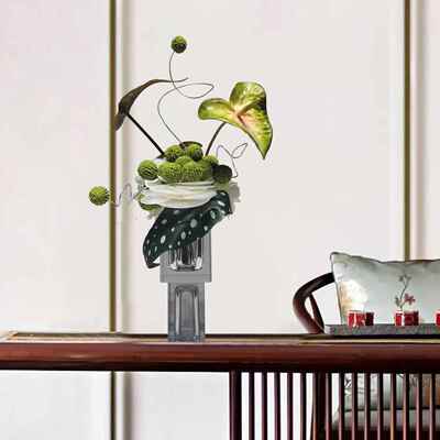 现厅代轻奢水花瓶仿真花艺摆件家花居客餐仿真花艺桌茶几假绿晶植