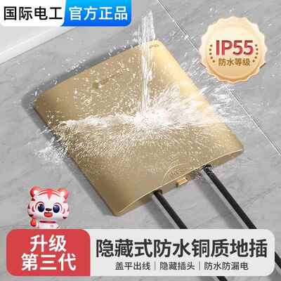 全铜防水地插IP55防水等级120型隐藏式五孔网络电话隐形地板插座