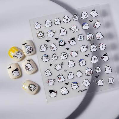 Halloween 5D Nail Stickers Decals 万圣节阿飘浮雕美甲贴纸贴花