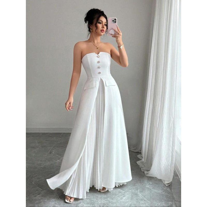 Y 44856 Plus Size White Dresses 大码白色女士连衣裙跨境外