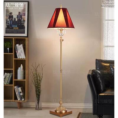 芘旗埕堡升降关台灯可美式玄庆卧室灯调RY001节高度全铜婚灯浪漫