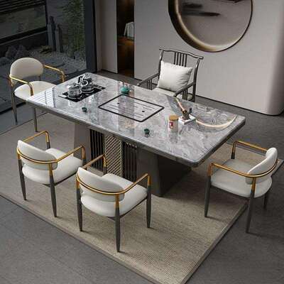 新中岩板茶桌PRS茶台现家用一式体泡茶桌椅组合办公室台阳客厅整