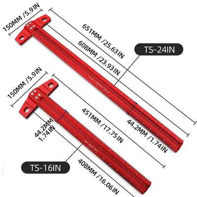 16IN24/I量N英制TS-16IN木工画线尺洞洞尺90°角直画线尺木工具定