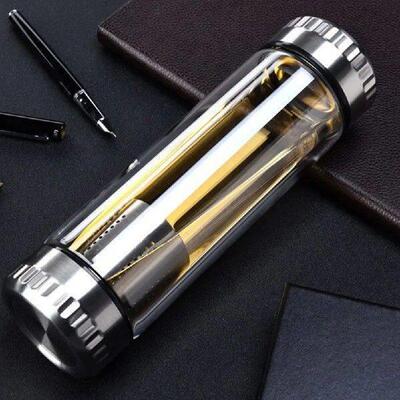 300/400ML Tea Water Bottle Portable Glass Double Wall Tea