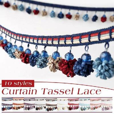 3M Length Curtain Lace Tassel Trim High-grade Velvet Pompom