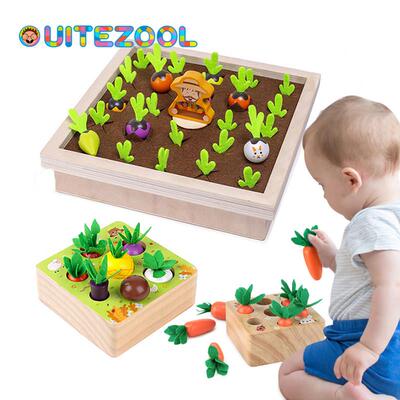 Montessori toy set wooden toys baby pull carrot shape toys