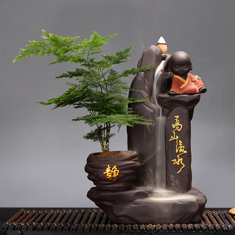 高山流水倒流香炉摆件大号禅意创意檀香炉家用香薰室内沉香熏香炉