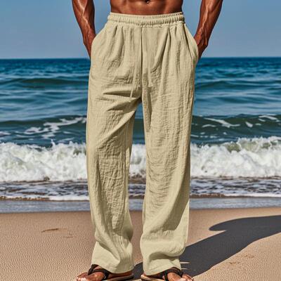 Breathable Linen Pants for Men - Stretchy Waistband Lightwei