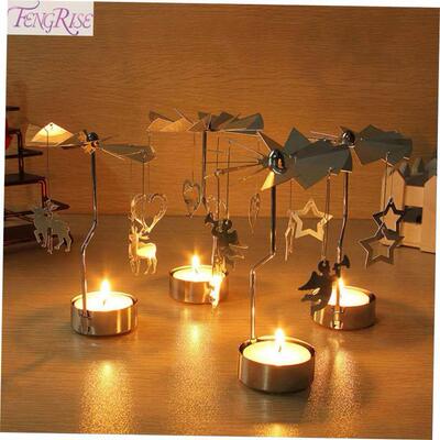 FENGRISE Metal Candlestick Merry Christmas Table Decor