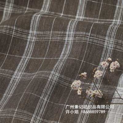 4209#  新纯亚麻色织格子布 时尚女装学院风甜美格纹服装面料