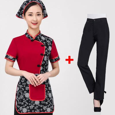 高档中饭式服工务员工作国服短袖火锅店中风餐厅农家乐服夏季套装