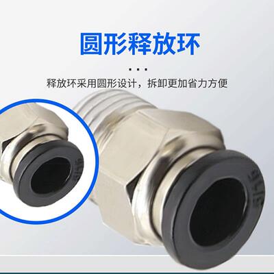 英制直通快插气管接头PCPL1/4-013/80/2-1/色2-03黑螺AJP纹直通