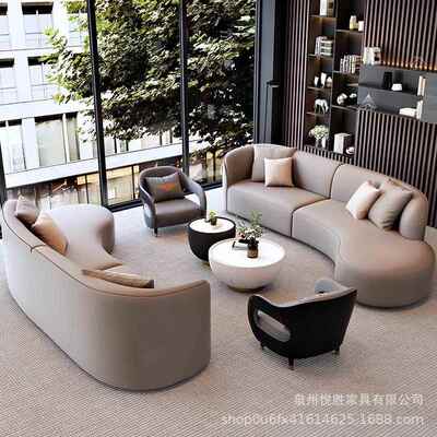 商务办公接待沙发简约现会代客单人人三办公室沙860发茶几组合套