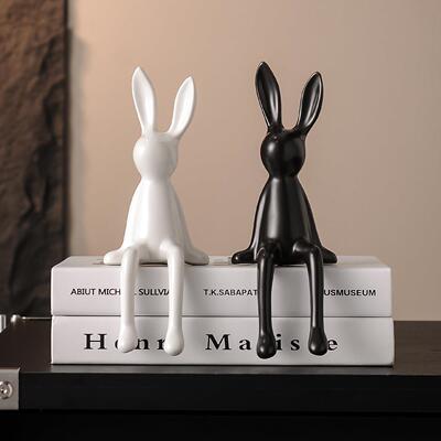 酒0126柜电视柜台面摆件轻坐奢高档治愈品摆设客厅瓷姿兔装饰高级