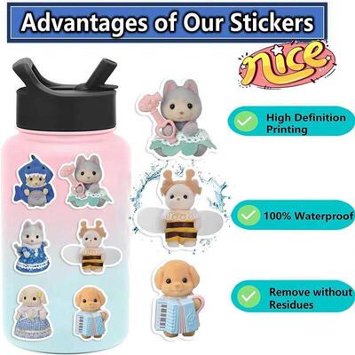 55PCS Cute Calico Critters Graffiti Stickers Childrens Cart