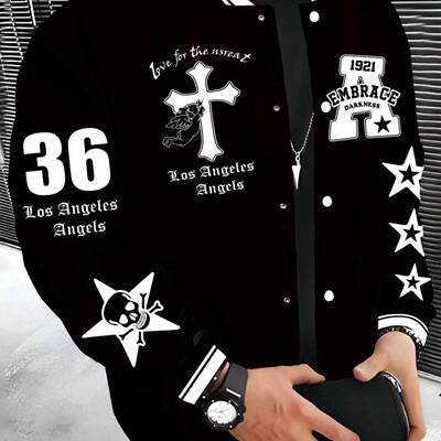 Men's Preppy Long Sleeve Baseball Jacket & Fleece Jogger