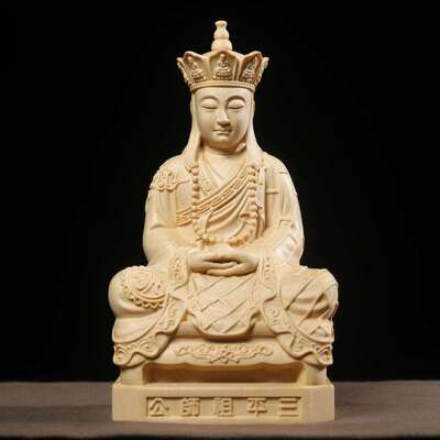 桧木精雕三平祖师公高僧广济大师家用供奉神像摆件禅意家居装饰品